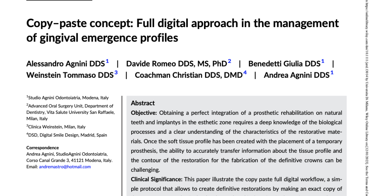 Copy–paste concept: Full digital approach in the management of…