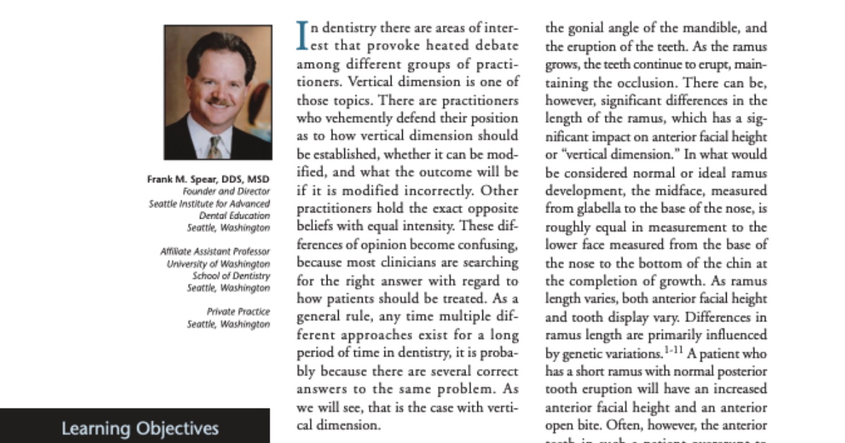 Approaches to Vertical Dimension