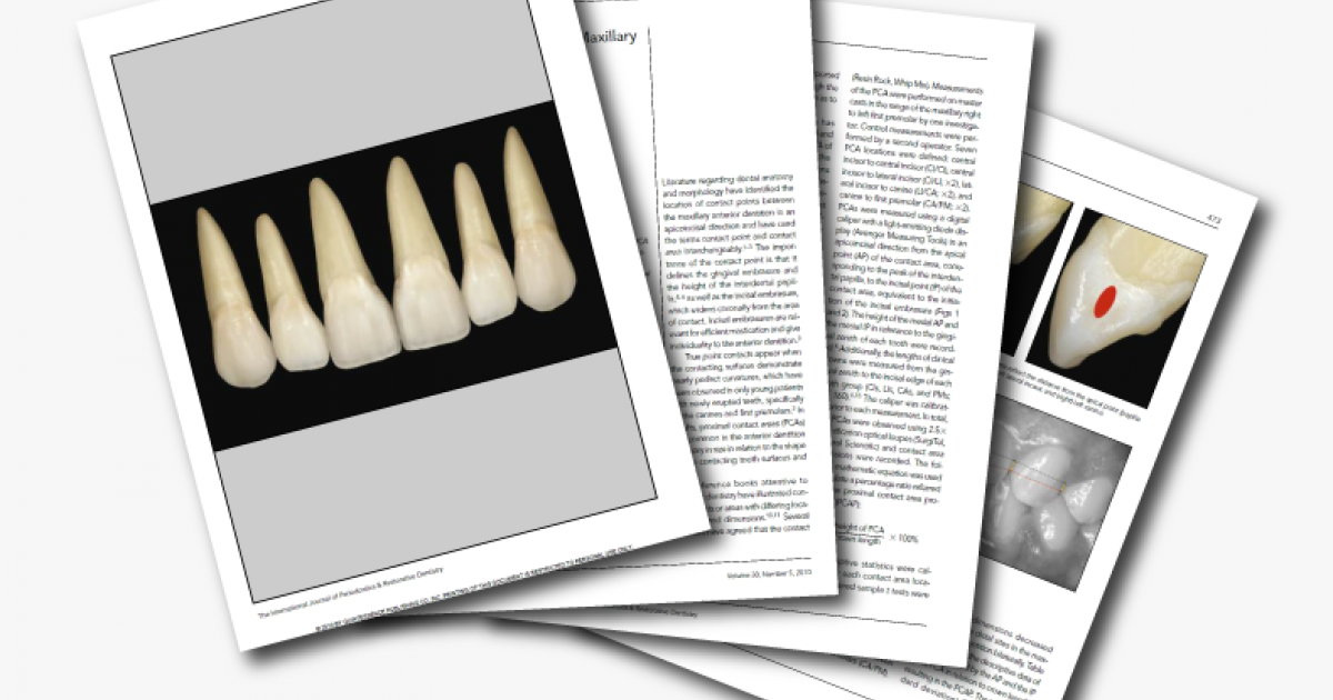 Proximal contact areas of the maxillary anterior dentition